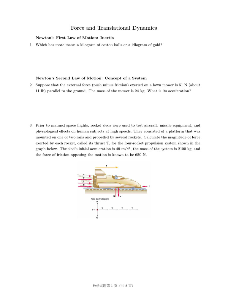 Force and Translational Dynamics | PDF | Force | Acceleration