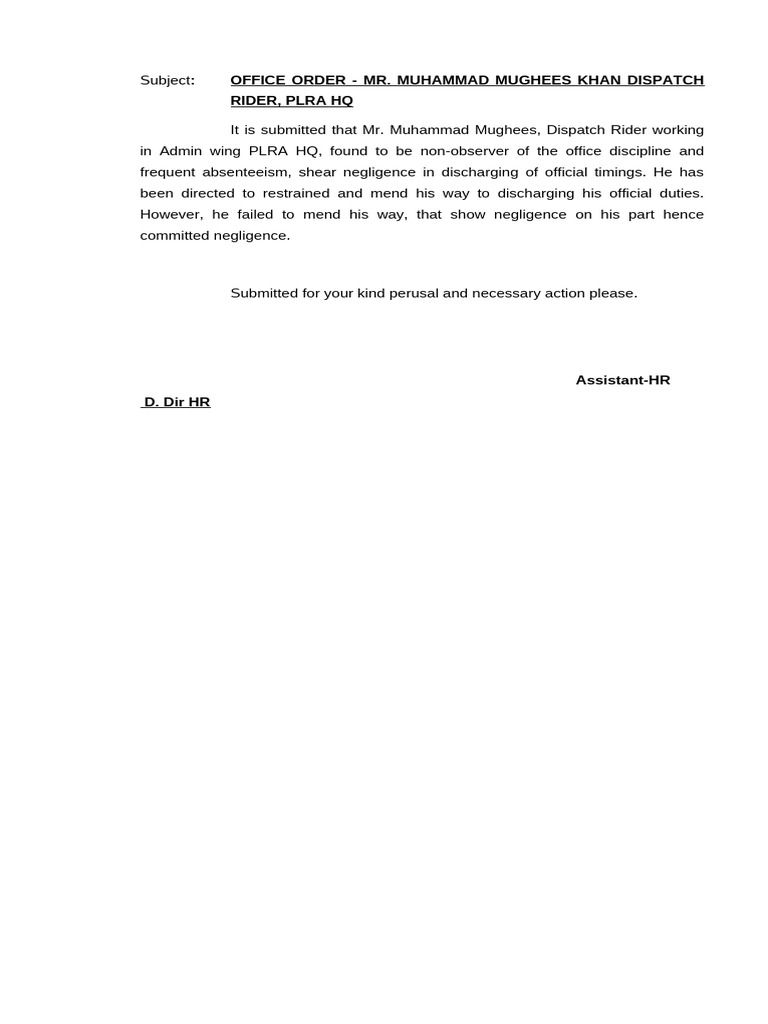 Office Order: Disciplinary Action on Rider | PDF