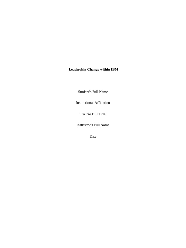 Leadership Change Within IBM | PDF | Leadership | Transformational ...