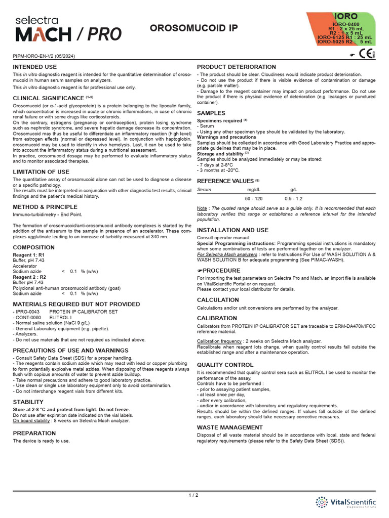 ALPHA-1-ACID GLYCOPROTEIN - OROSOMUCOID - Instructions For Use | PDF ...
