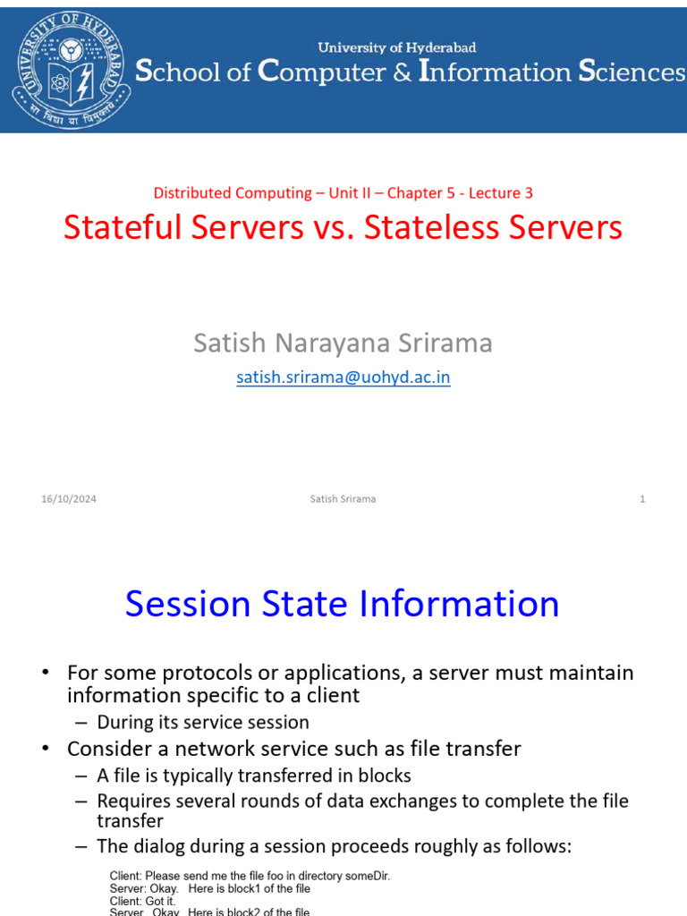 U2 C5 L3 T4 Stateful vs. Stateless Servers | PDF | File Transfer Protocol | Client–Server Model
