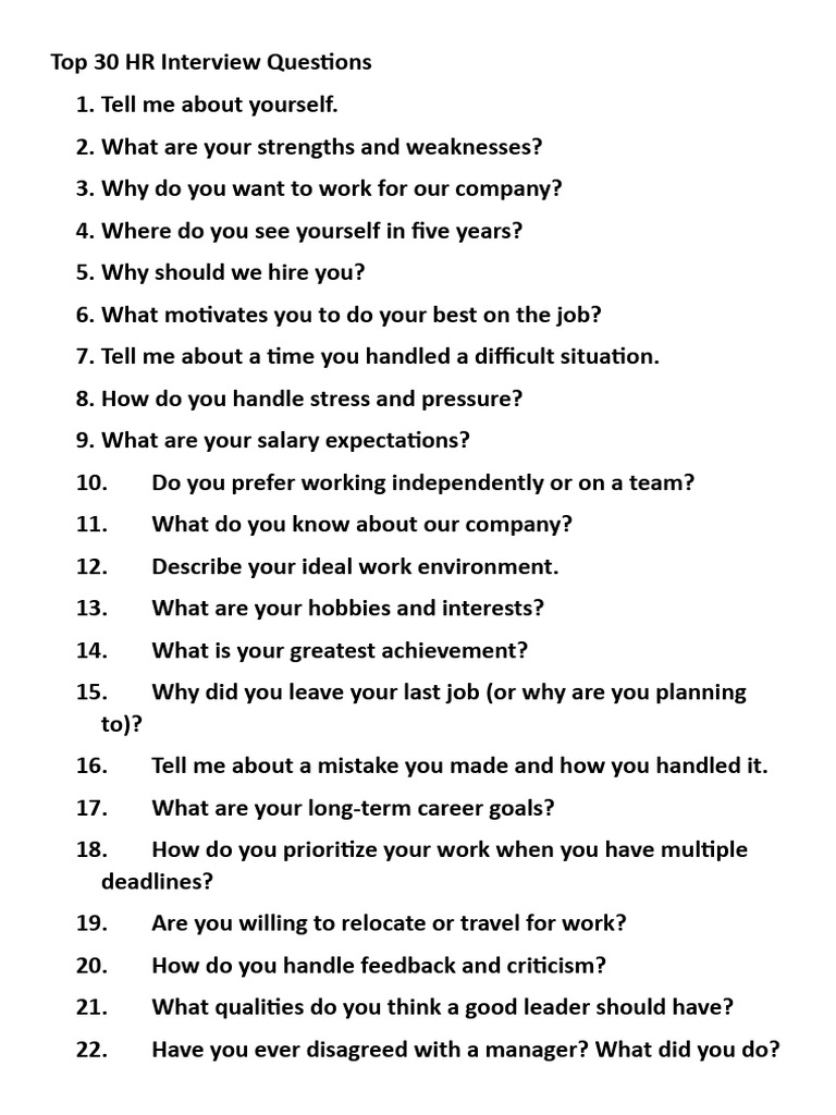 HR Interview Question | PDF