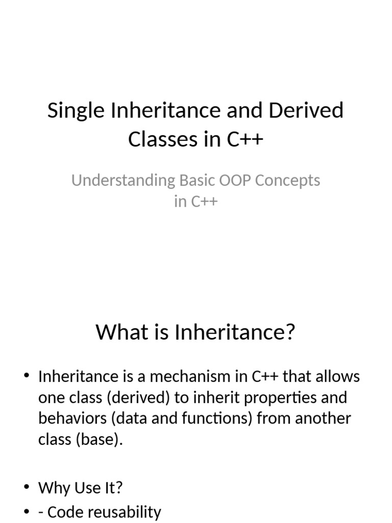 Single Inheritance CPP Presentation | PDF
