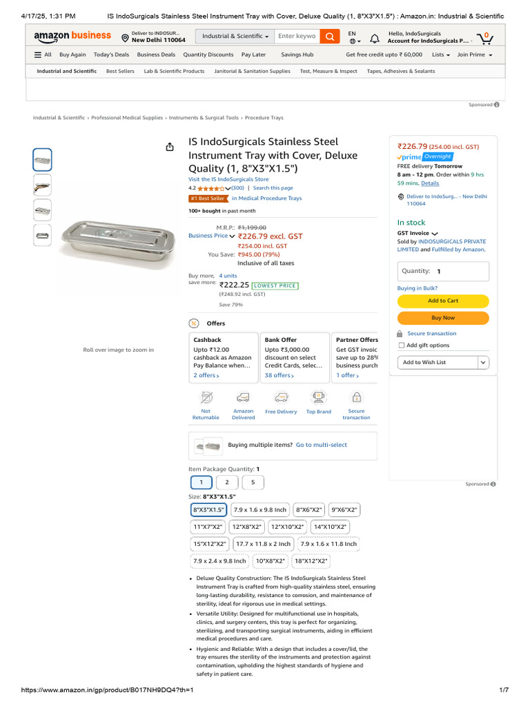 Stainless Steel Instrument Tray Overview | PDF