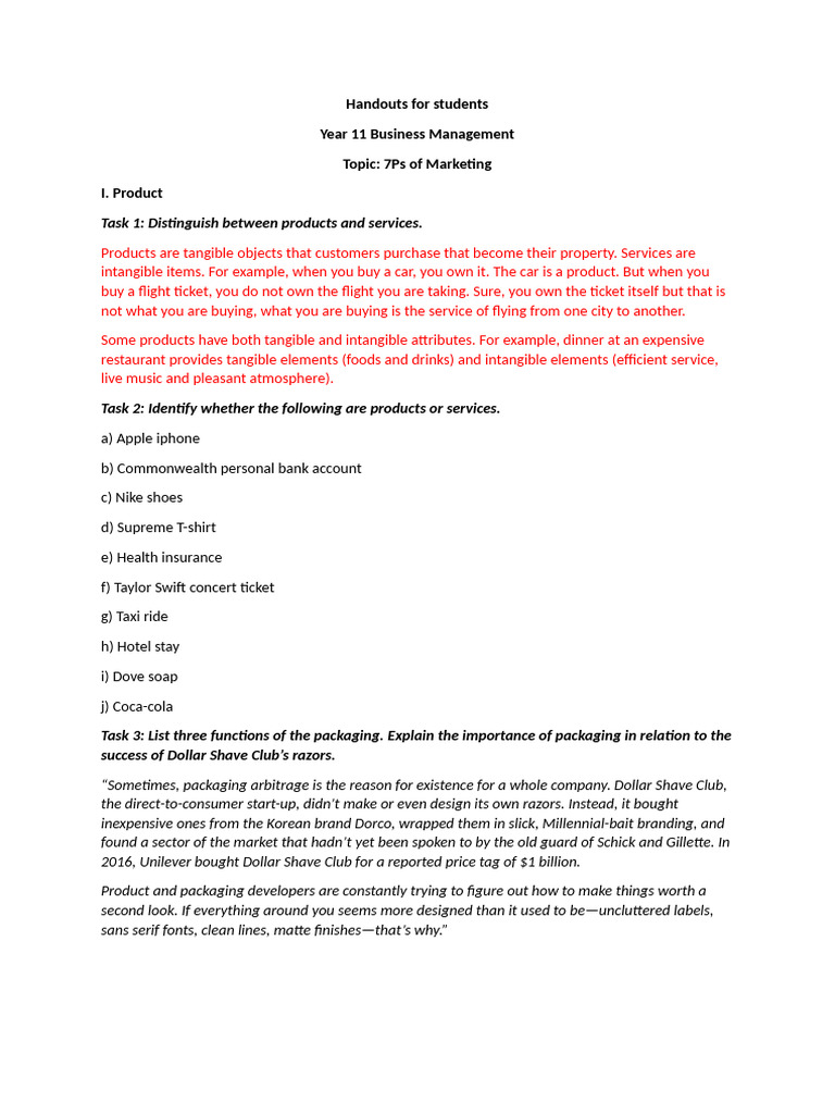 Handouts For Students - Solutions | PDF | Pricing | Retail