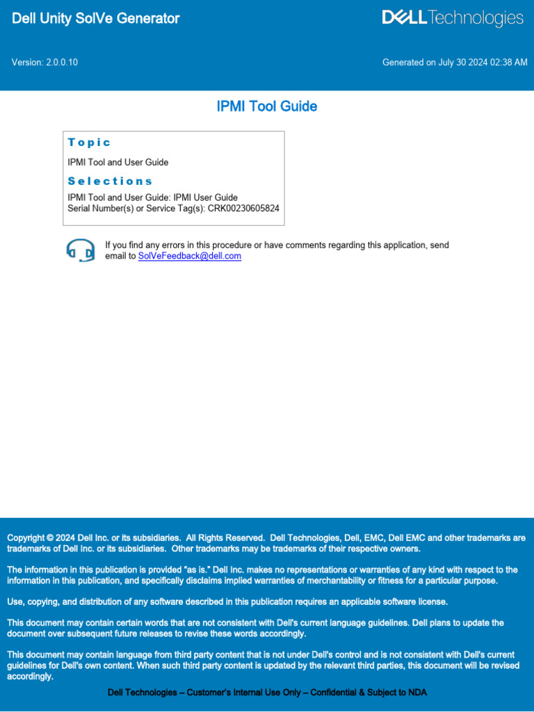 Dell Unity - IPMI Tool and User Guide-IPMI Tool Guide | PDF | Command Line Interface | Computer ...