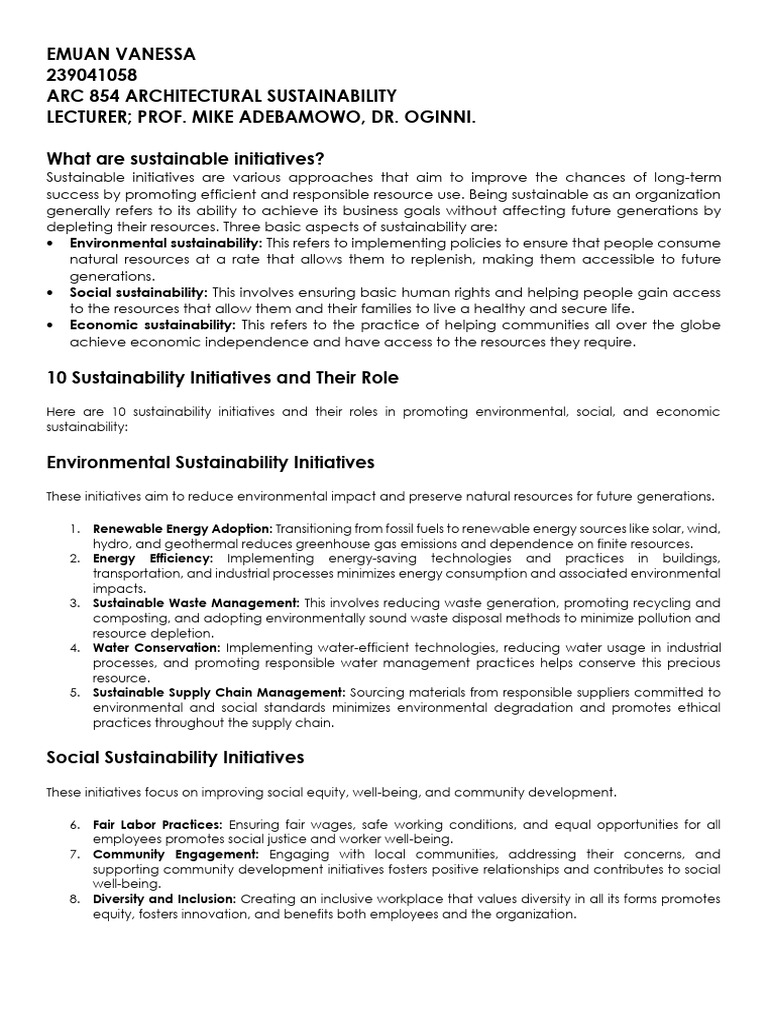 Emuan Vanessa Sustainability | PDF | Sustainability | Energy Conservation