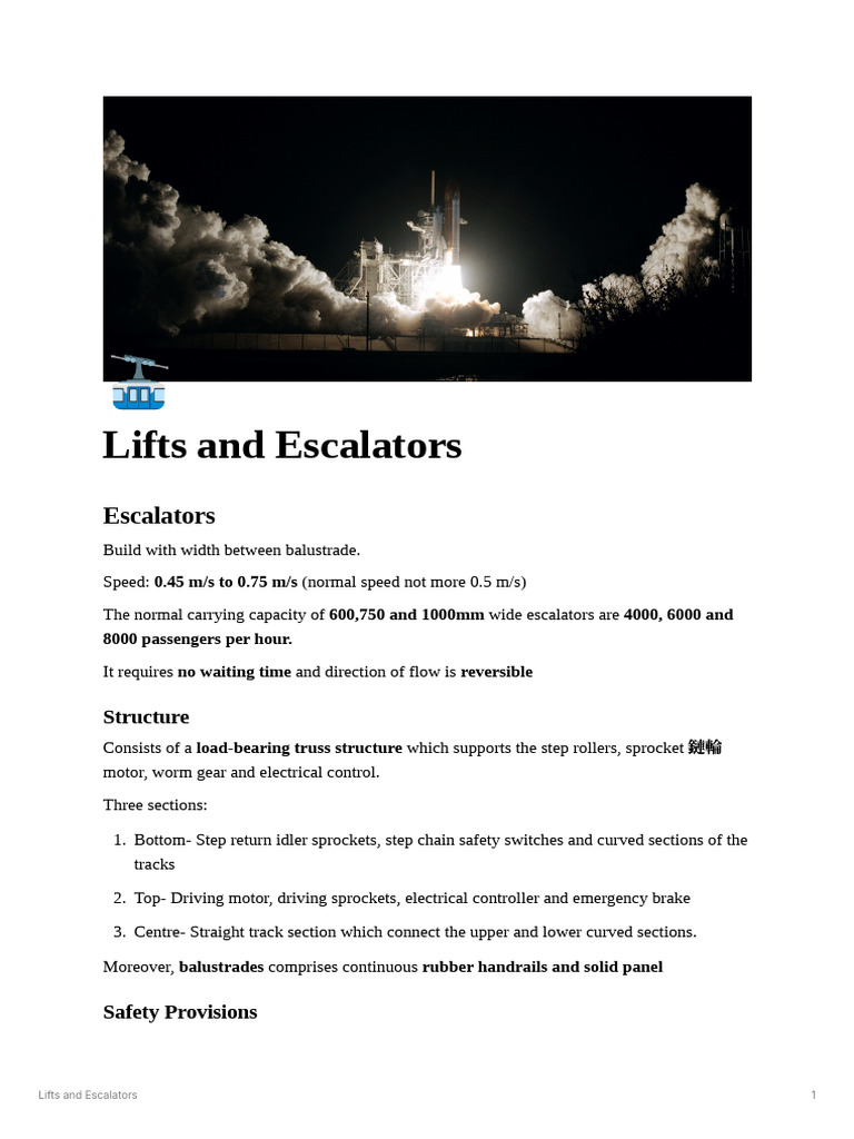 Lifts and Escalators Notes | PDF | Elevator | Electric Motor