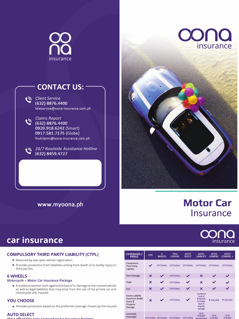 Oona Car and CTPL Insurance - Ebrochure | PDF