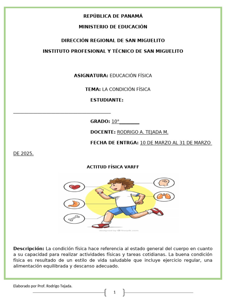 Tema de Condicion Fisica 10° | PDF | Flexibilidad (anatomía) | Enfermedades cardiovasculares