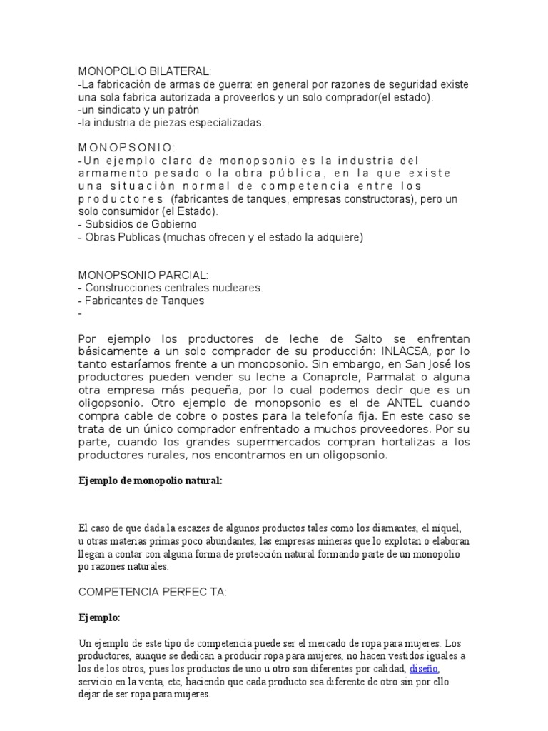 Monopolio Bilateral - Doc Made | PDF | Monopolio | Oligopolio