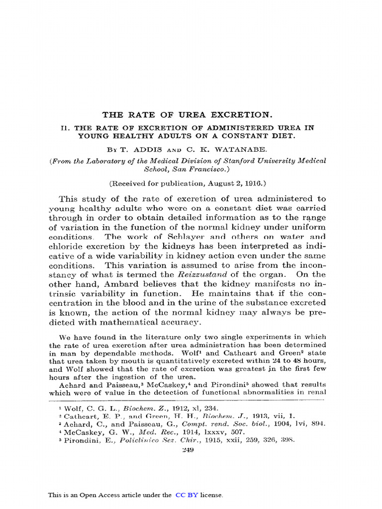 Urea Excretion Rates in Healthy Adults | PDF | Urea | Urine