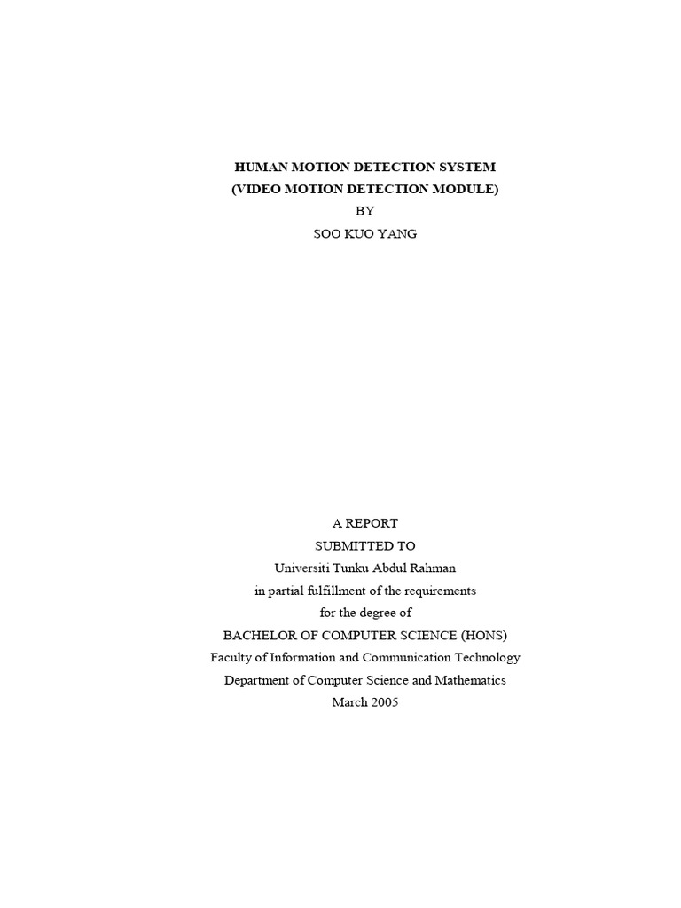 Human Motion Detection System Video Moti | PDF | Image Segmentation ...