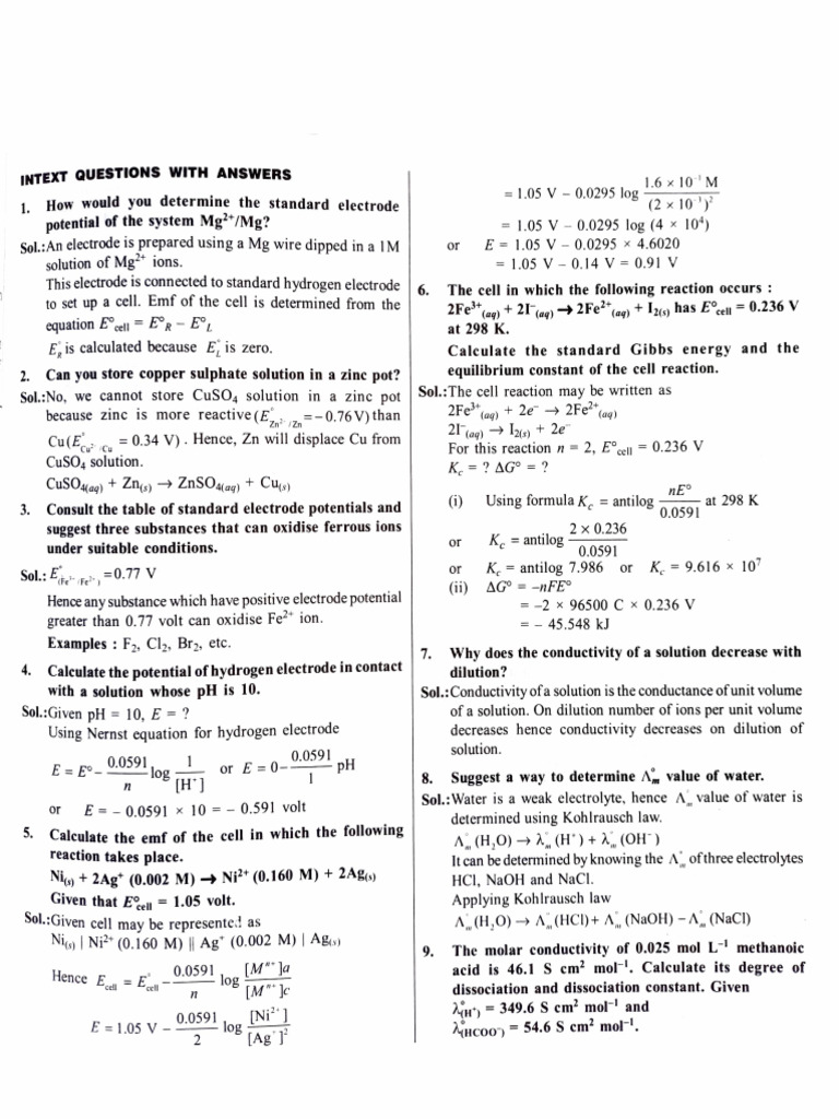Electrochemistry Exercise | PDF | Ph | Materials