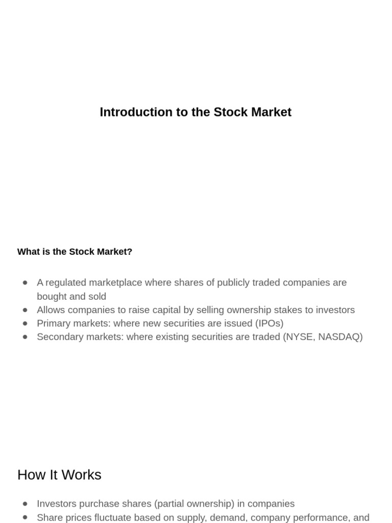 Stock Market Basics: A Beginner's Guide | PDF