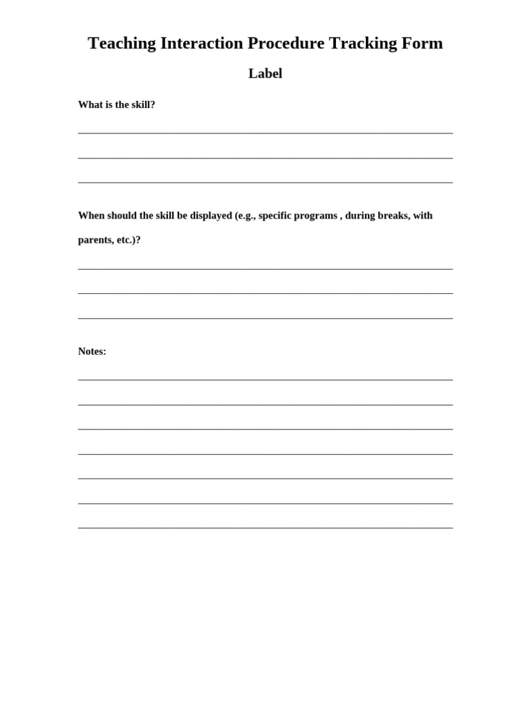 Teaching Interaction Tracking Form | PDF | Behavioural Sciences ...