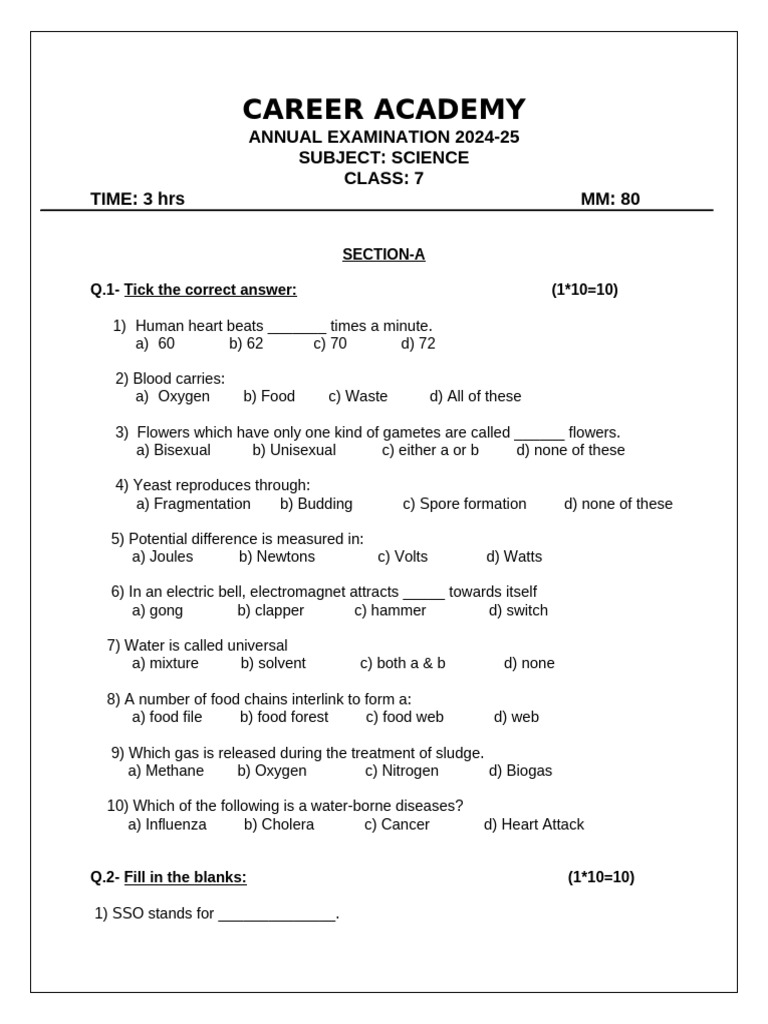 Final Science Class 7th | PDF | Water | Fertilisation