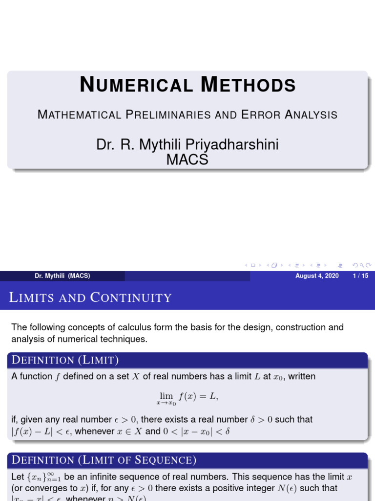 Numerical Methods MathPrelims ErrorAnalysis | PDF | Limit (Mathematics ...