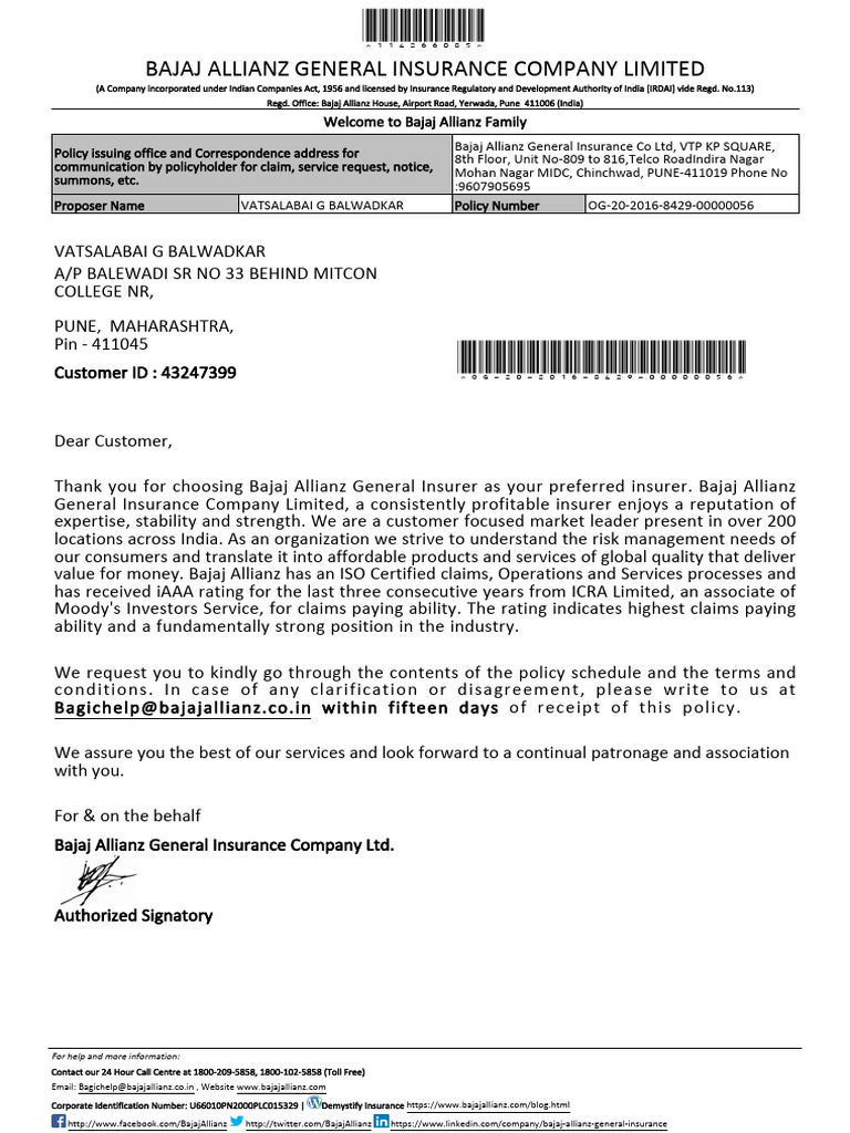 Bajaj Allianz Health Insurance Policy Details | PDF | Insurance ...