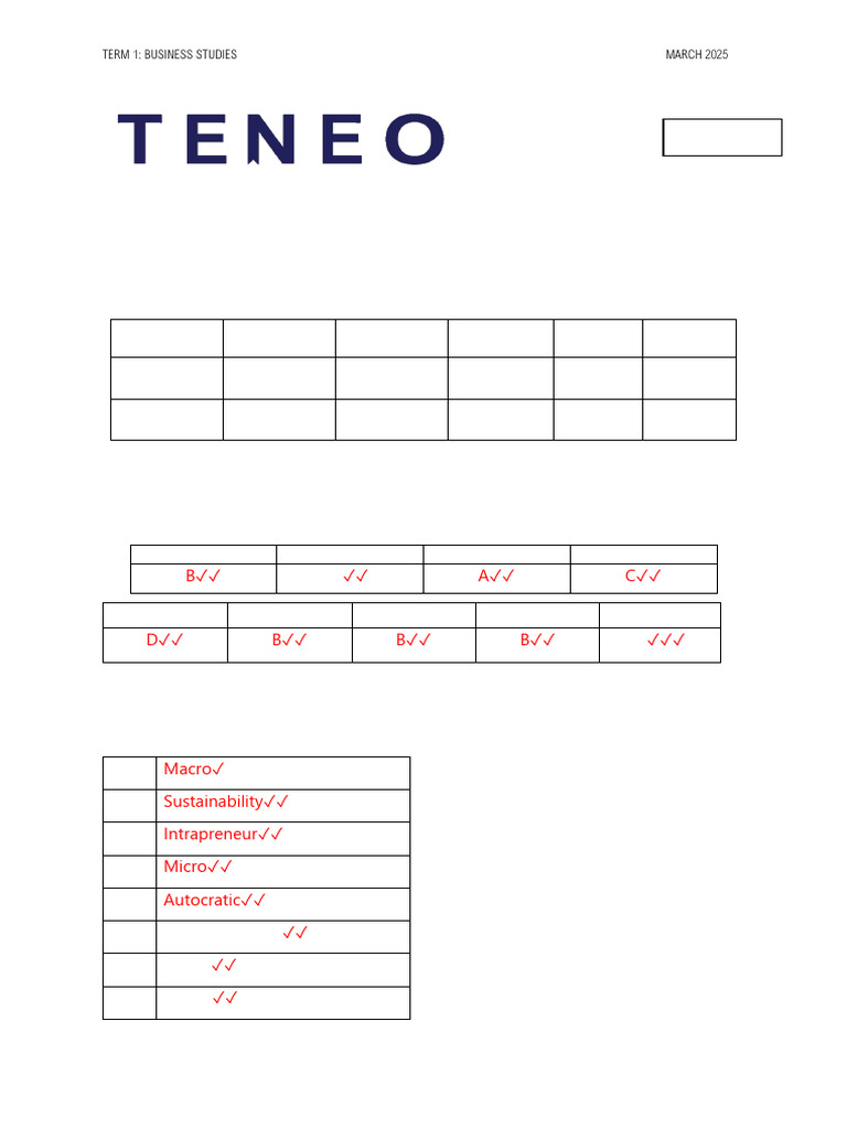SBA 001a Term 1 Test Marking Guidelines L MODERATED | PDF | Corporate ...