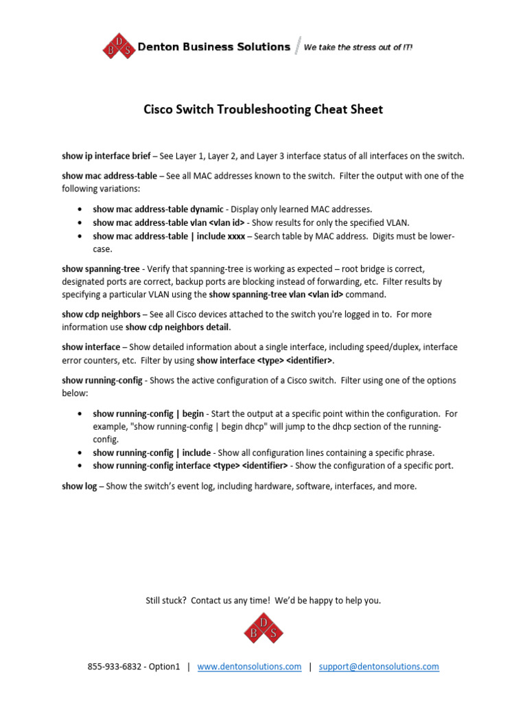 Cisco Catalyst Switch Troubleshooting Commands | PDF