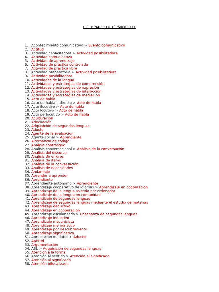 Diccionario de Términos ELE | PDF | Validez (Estadísticas) | Plan de ...
