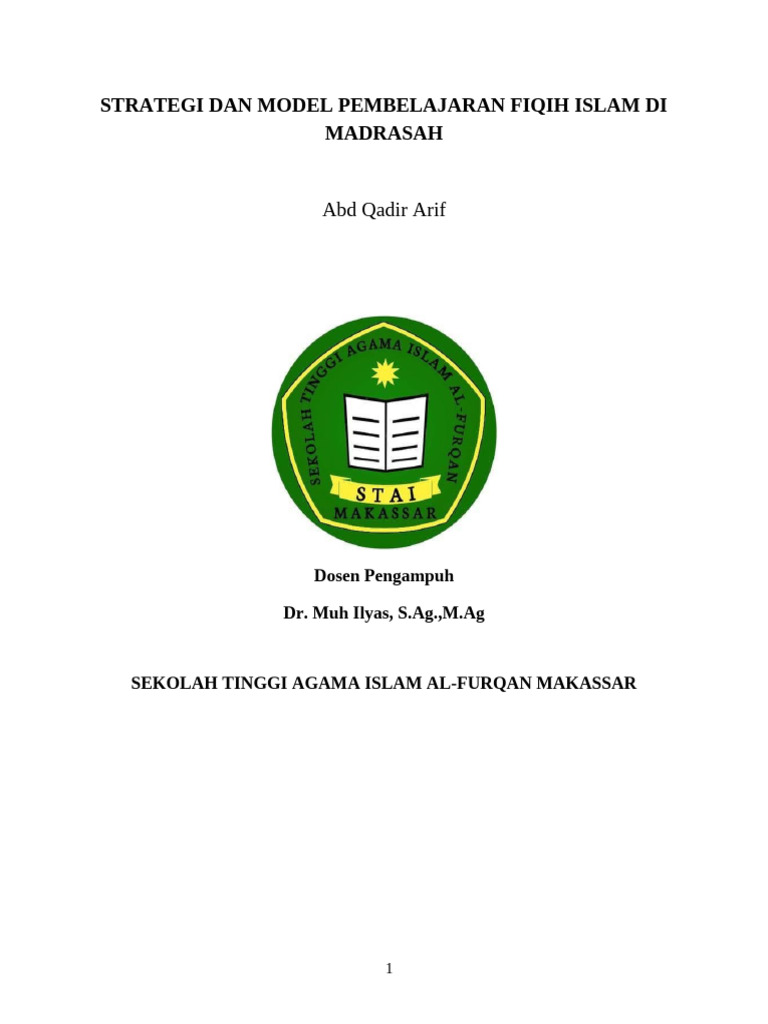 Strategi Dan Model Pembelajaran Fiqih Islam Di Madr | PDF