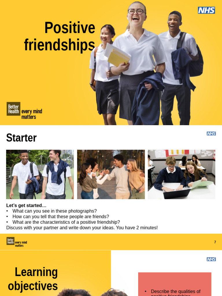 Positive Friendships - KS3 and KS4 Lesson Plan | PDF | Human Communication | Cognition
