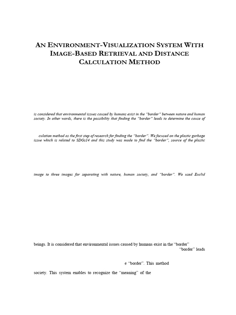 AN ENVIRONMENT-VISUALIZATION SYSTEM WITH IMAGE-BASED RETRIEVAL AND DISTANCE CALCULATION METHOD ...
