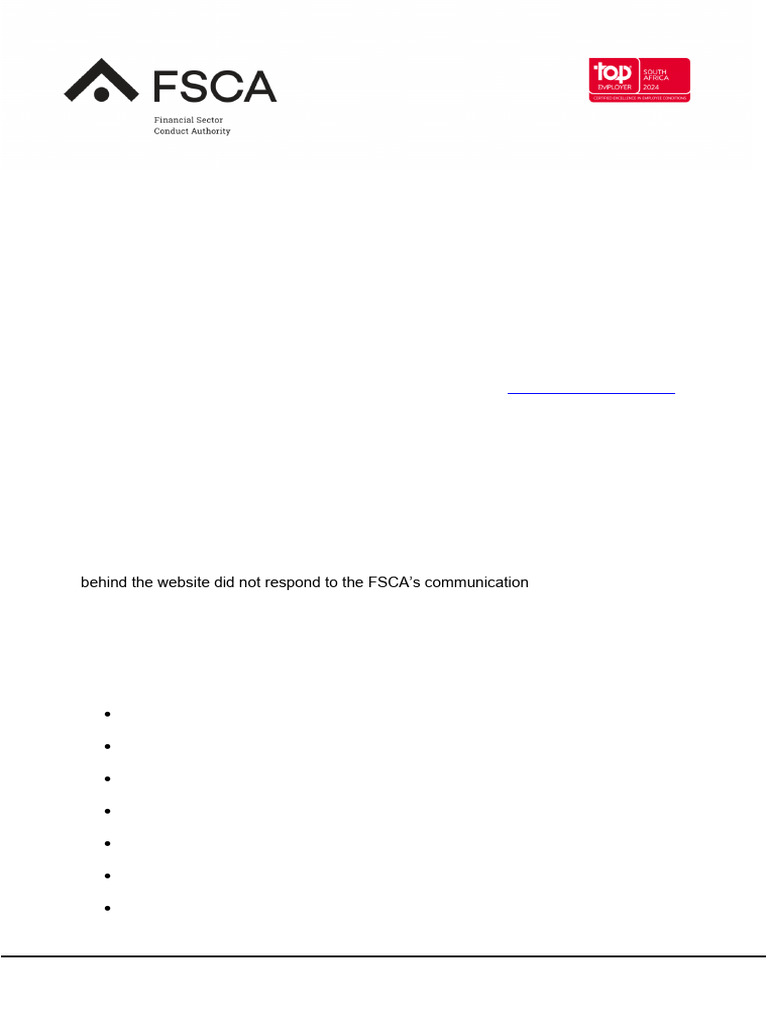 FSCA Press Release - FSCA Issues Public Warning Against Website ...