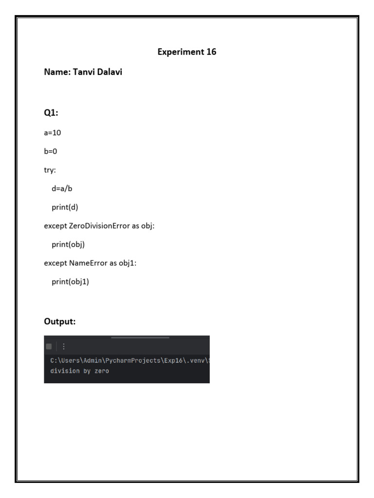 Experiment 16 (Python) - Tanvi-1 | PDF
