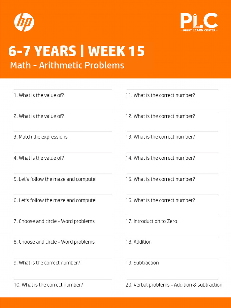 Class1 Math Arithmetic Worksheet | PDF | Numbers | Mathematics