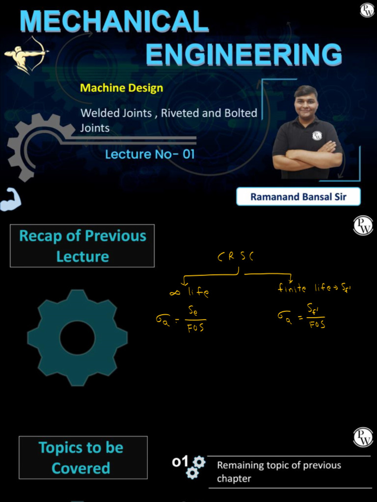 Welded, Riveted and Bolted Joints 01 - Class Notes (Machine Design) | PDF