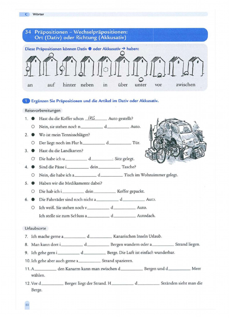 Wechselpräpositionen - Dativ Oder Akk - A2.1 | PDF