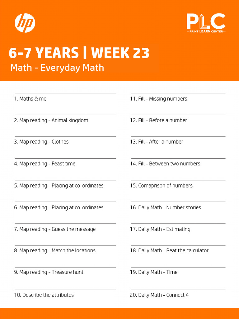 Class1 Math Everyday Math Worksheet | PDF