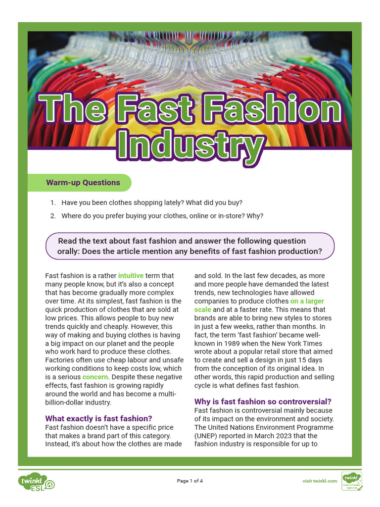 Understanding Fast Fashion's Impact | PDF | English As A Second Or ...