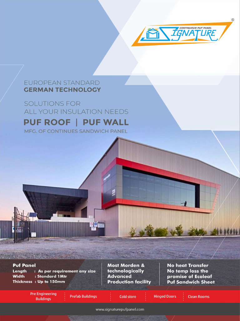 Signature Puf Panel Brochure | PDF | Thermal Insulation | Materials