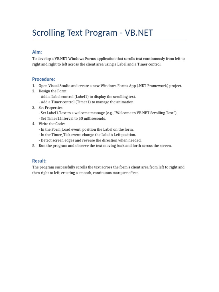Scrolling Text Program Report | PDF
