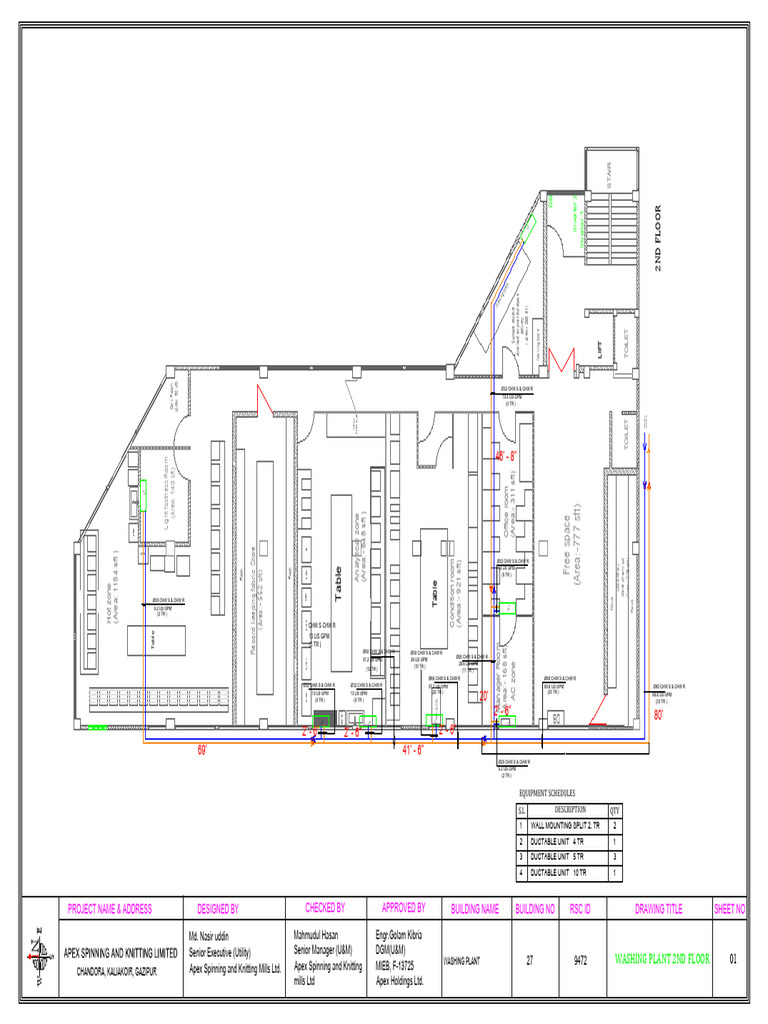 WASHING PLANT 2ND FLOOR Chiller Line Drawing 20-08-24 (INDIA) - Model | PDF