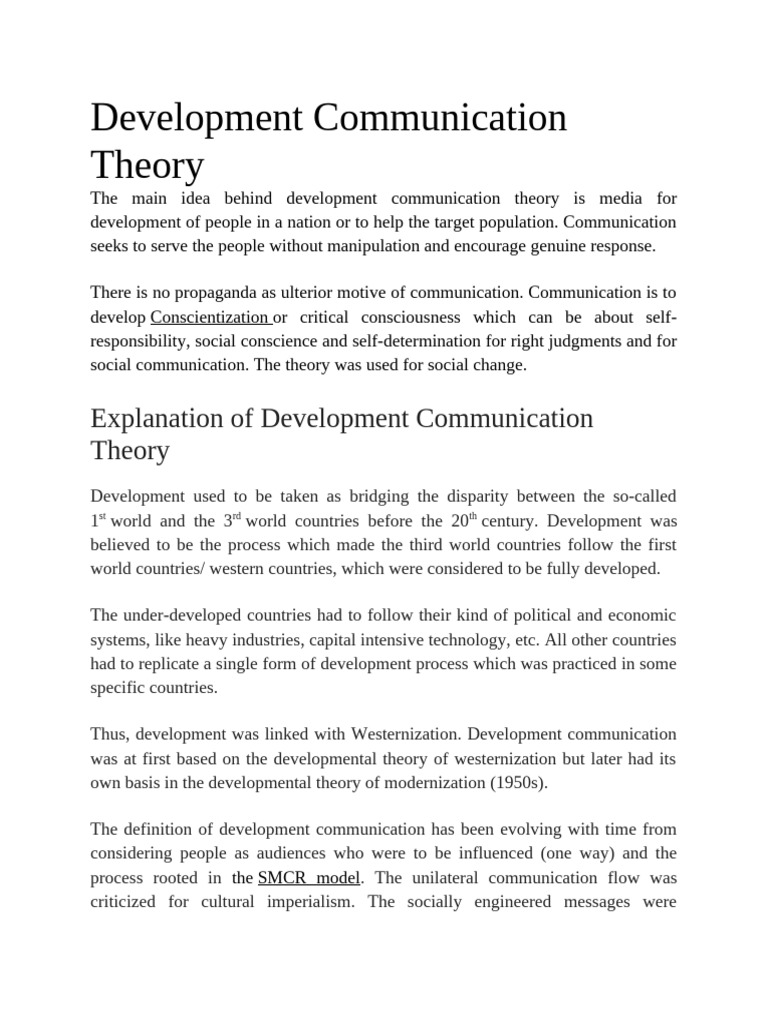 Development Communication Theory | PDF | Communication | Propaganda