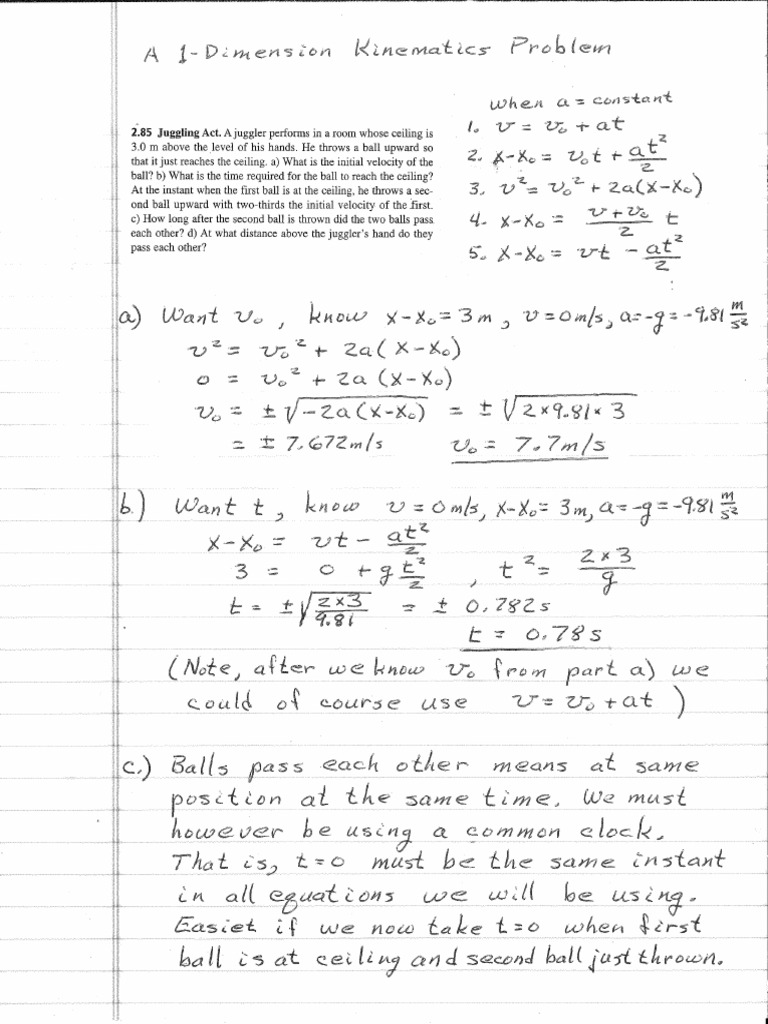7 A One Dimension Kinematics Problem | PDF