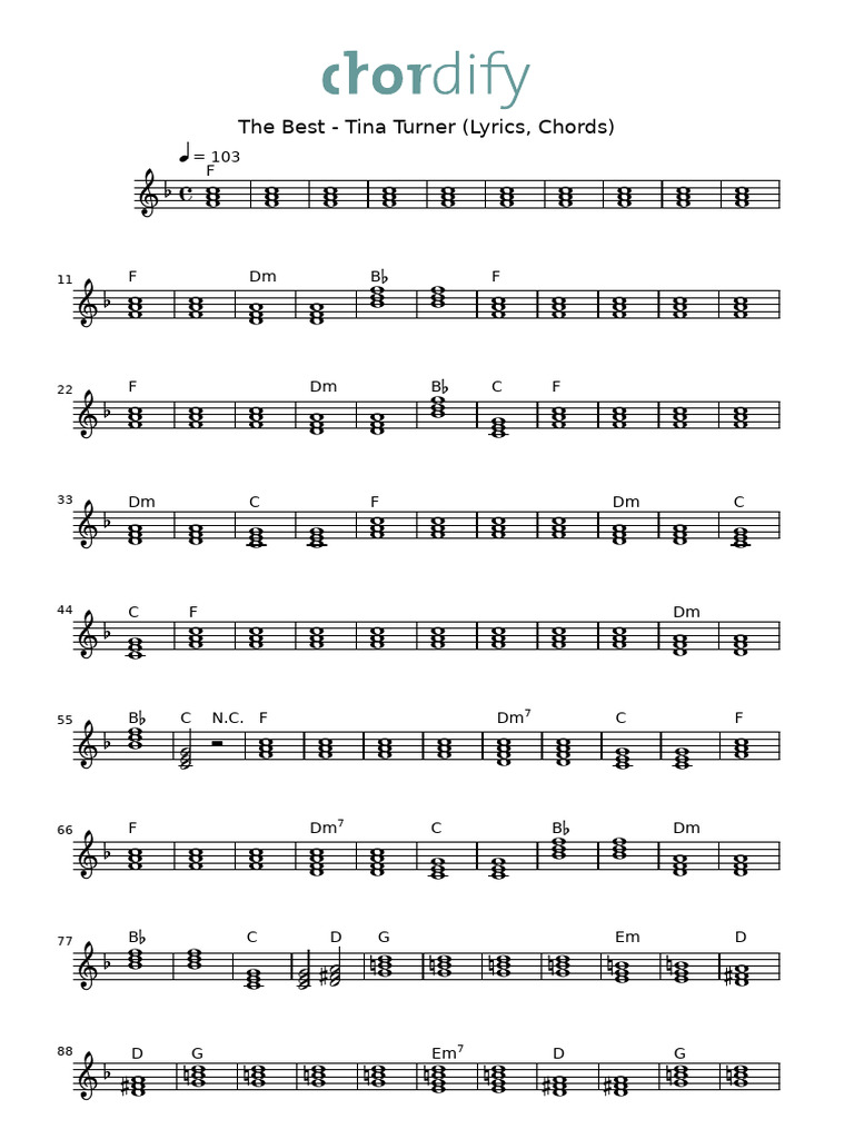 Chordify - The Best Tina Turner Lyrics Chords | PDF