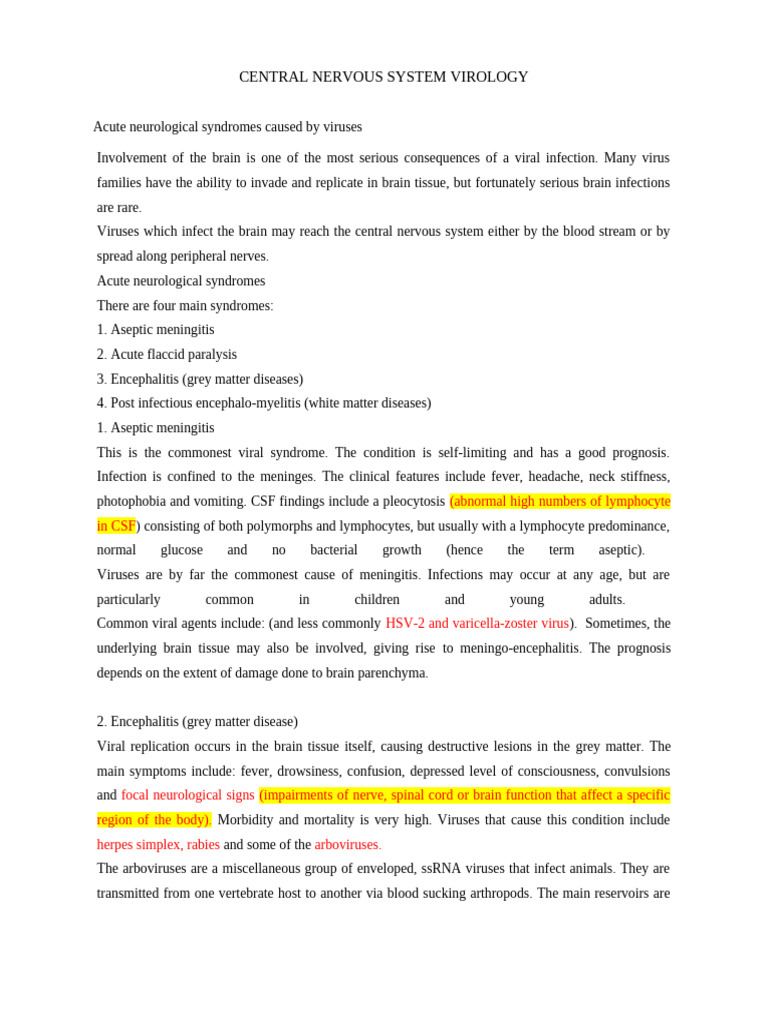 Lec 5 Central Nervous System Virology | PDF | Rabies | Infection