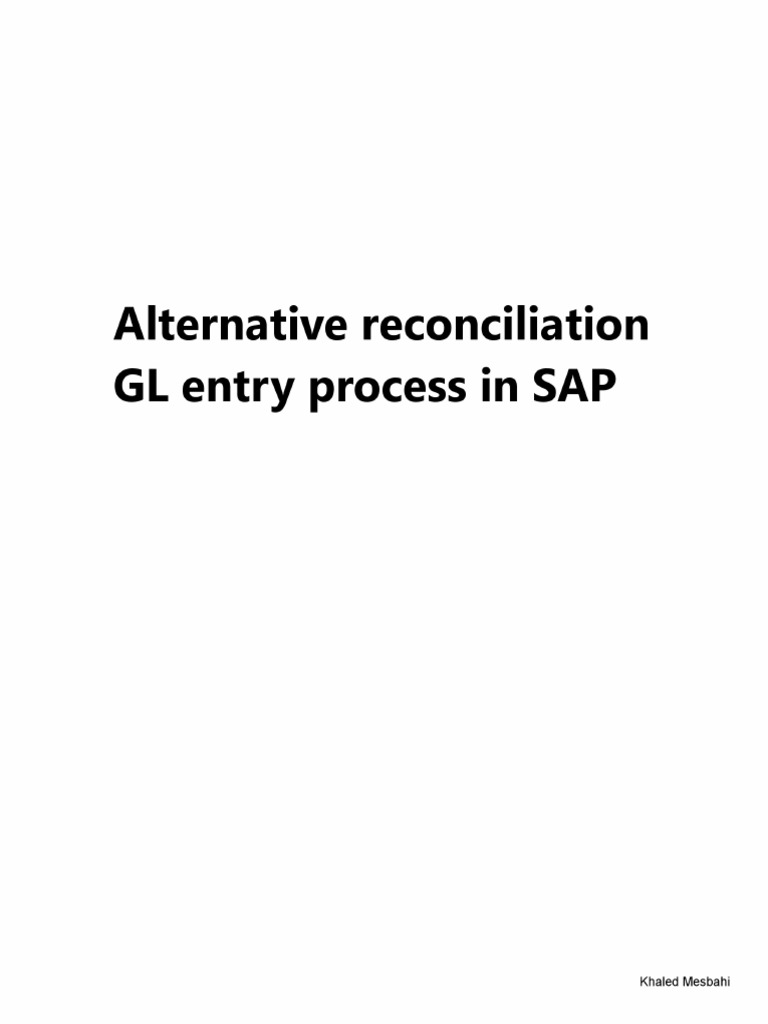 Alternative Reconciliation GL Entry Process | PDF
