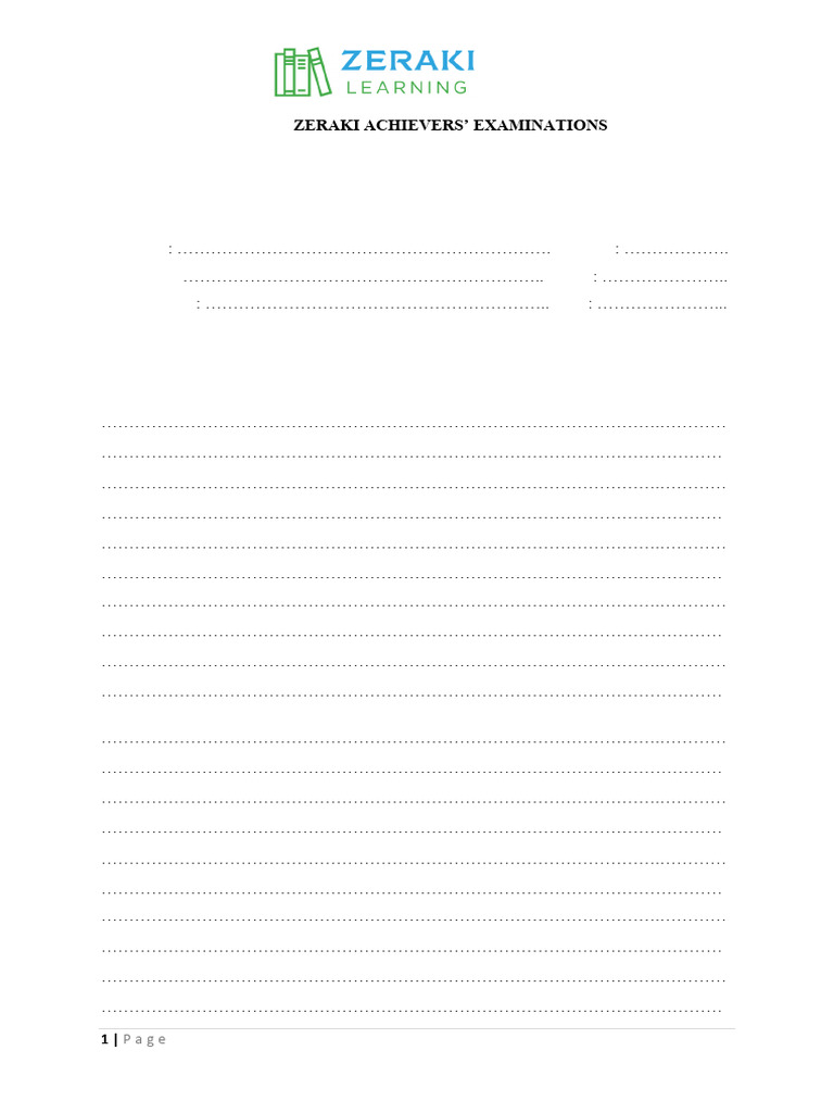 C.R.E. - CRE Form 2 - Zeraki Achievers 5.0 - Question Paper | PDF