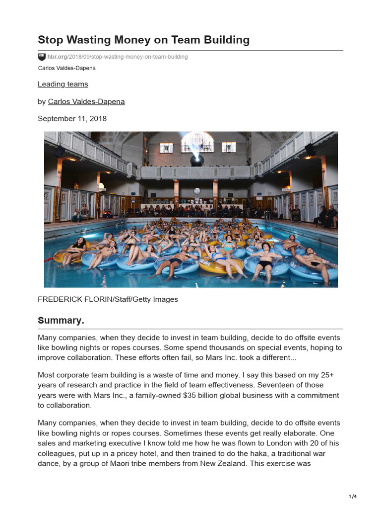 Article 2. Stop Wasting Money On Team Building | PDF | Leadership ...