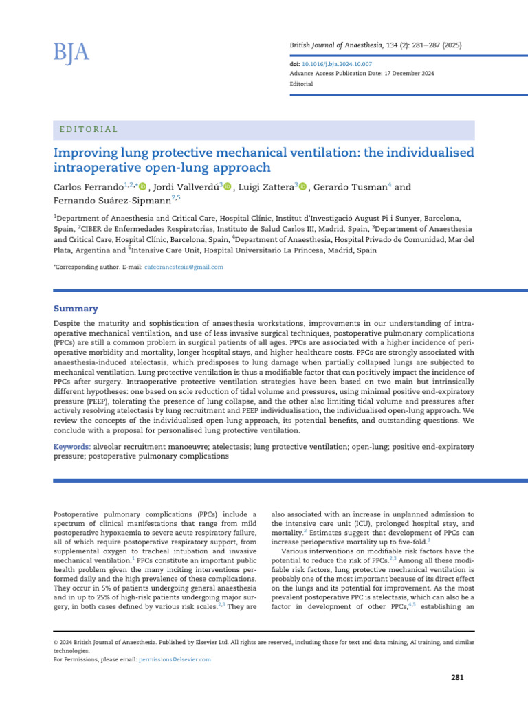 Individualized Open-Lung Ventilation Strategies | PDF | Intensive Care ...