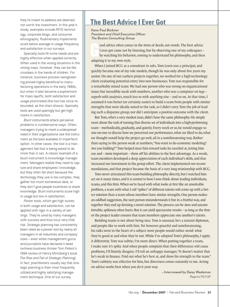 Article 6. The Best Advice I Ever Got | PDF