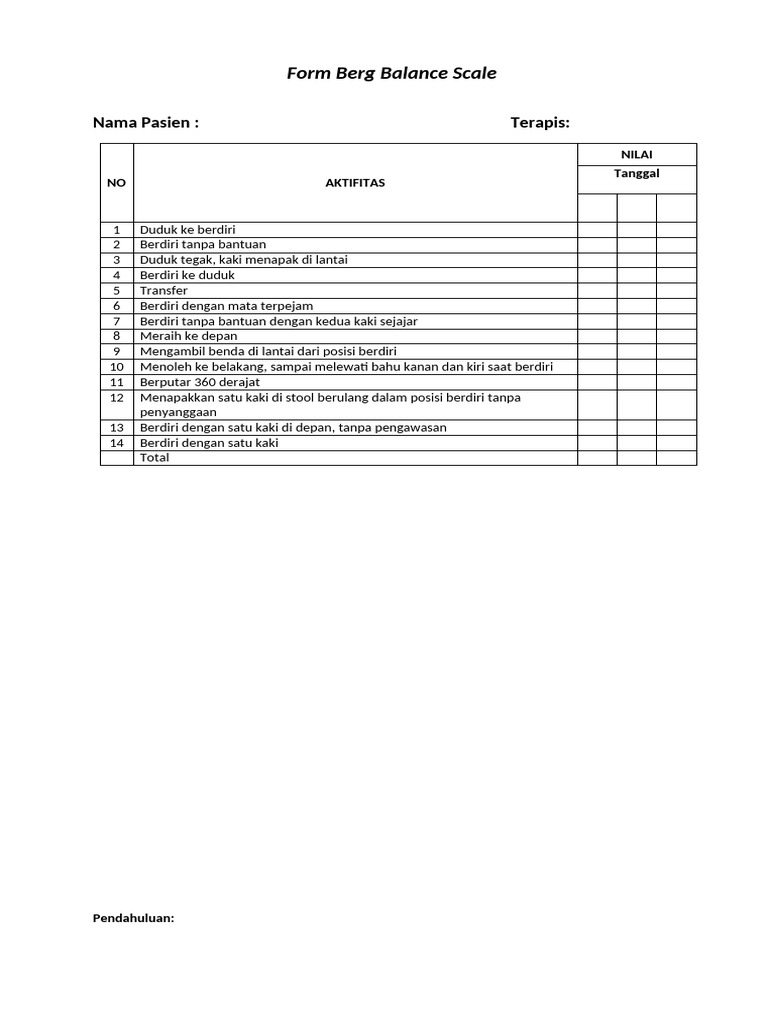 Form Berg Balance Scale | PDF