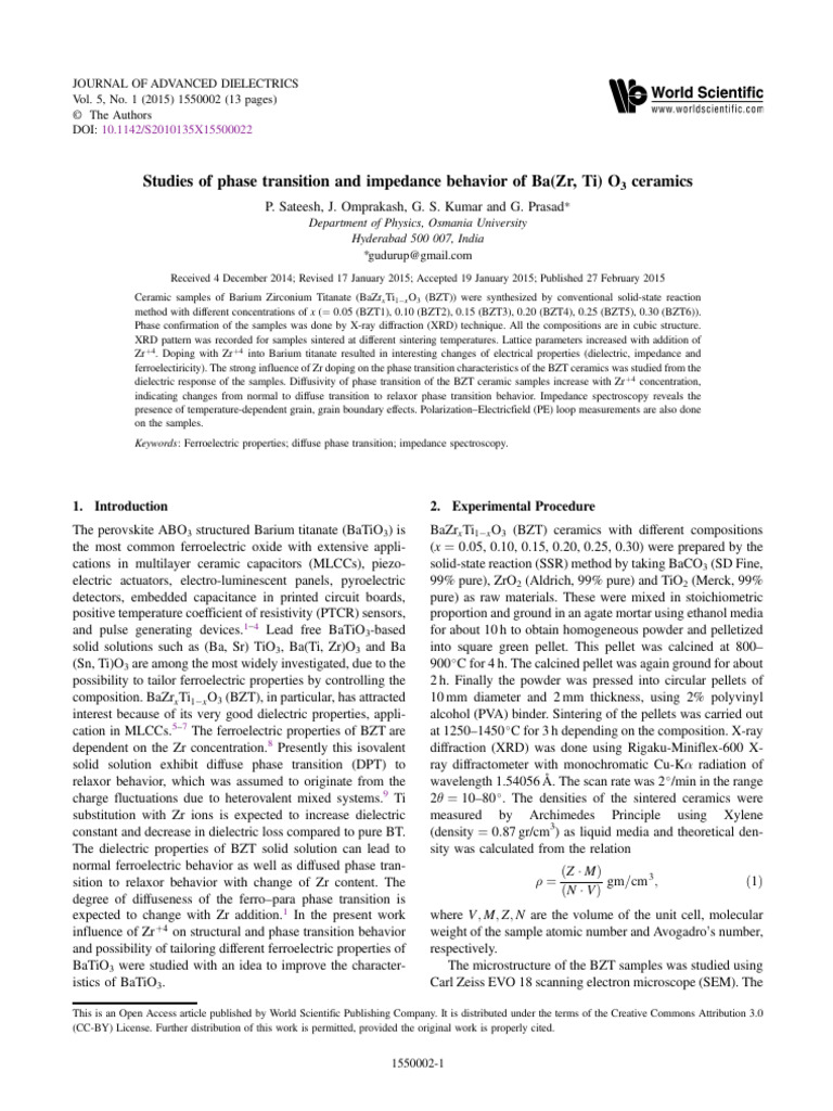 Studies of Phase Transition and Impedance Behavior | PDF | Dielectric ...